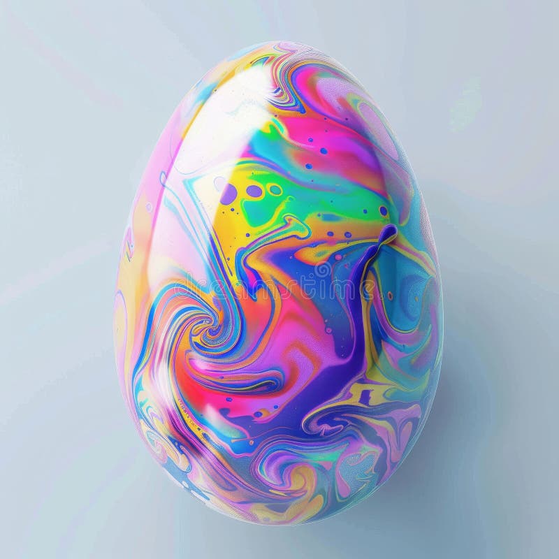 Abstract Rainbow Painted Egg Pattern, Liquid Acrylic Flowing ...