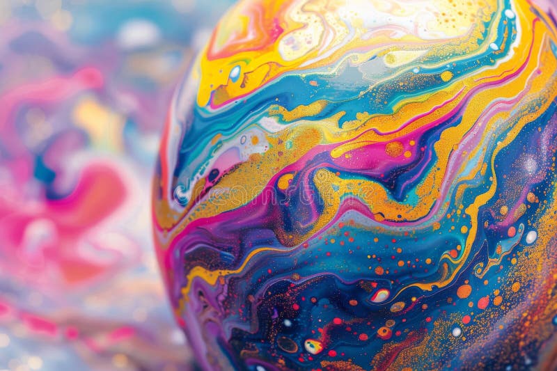 Abstract Rainbow Painted Egg Pattern, Liquid Acrylic Flowing ...