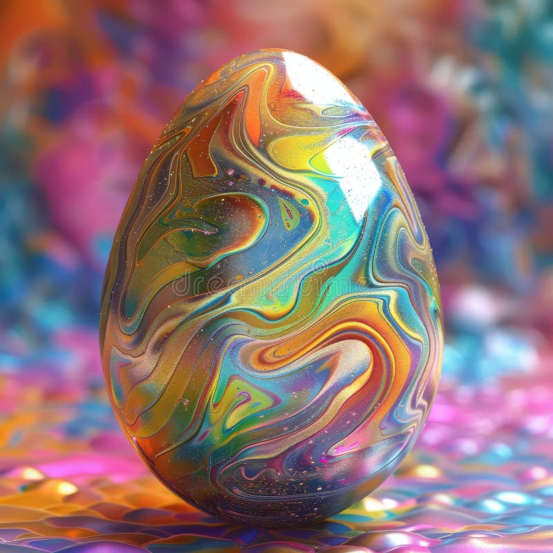 Abstract Rainbow Painted Egg Pattern, Liquid Acrylic Flowing ...