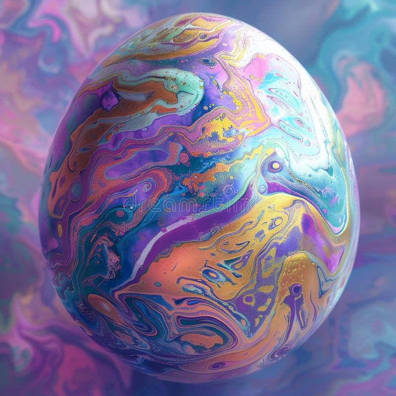 Abstract Rainbow Painted Egg Pattern, Liquid Acrylic Flowing ...
