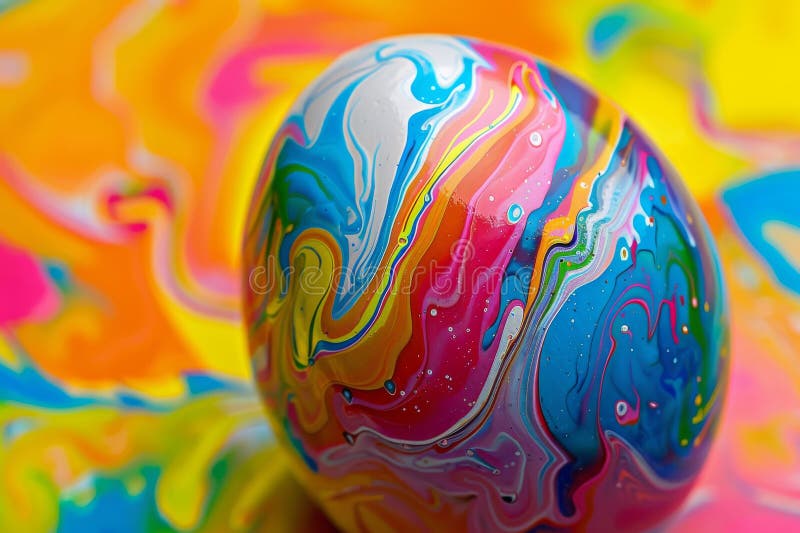 Abstract Rainbow Painted Egg Pattern, Liquid Acrylic Flowing ...