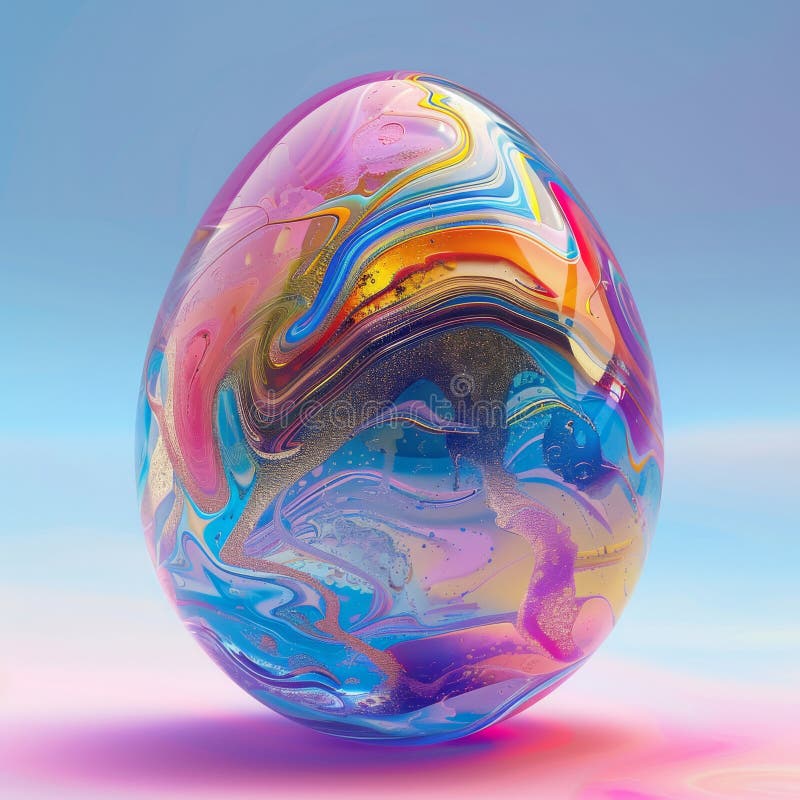 Abstract Rainbow Painted Egg Pattern, Liquid Acrylic Flowing ...