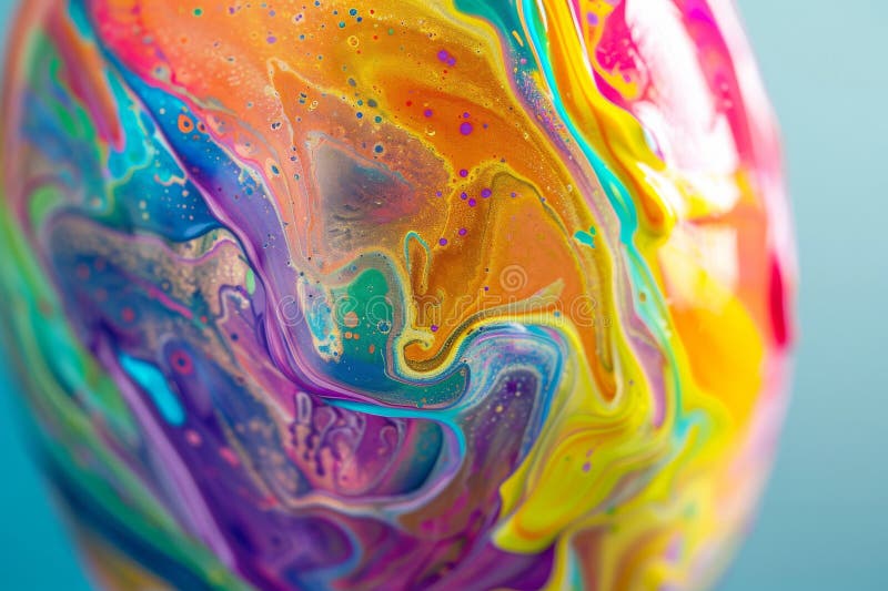 Abstract Rainbow Painted Egg Pattern, Liquid Acrylic Flowing ...