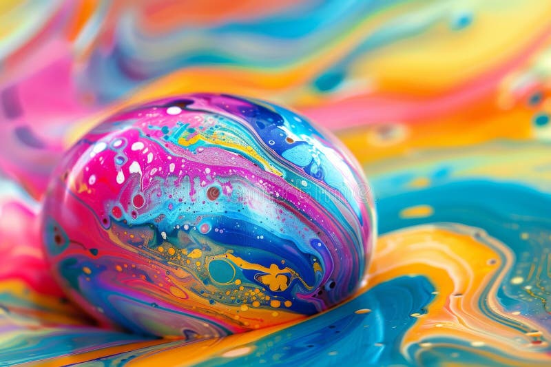 Abstract Rainbow Painted Egg Pattern, Liquid Acrylic Flowing ...