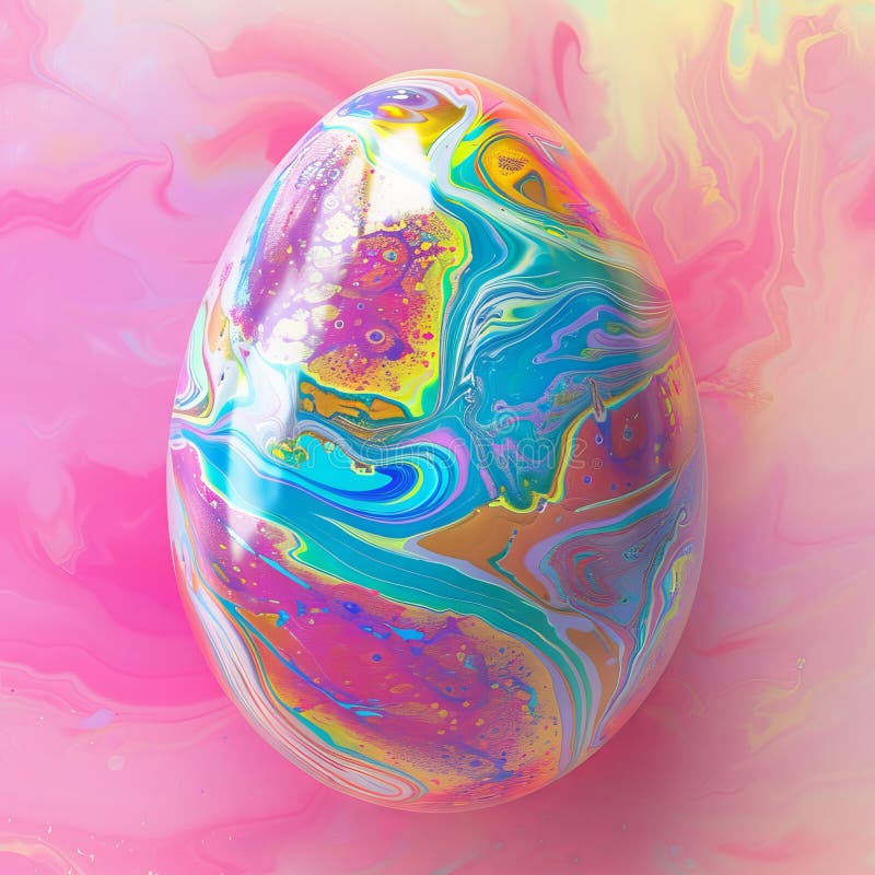 Abstract Rainbow Painted Egg Pattern, Liquid Acrylic Flowing ...