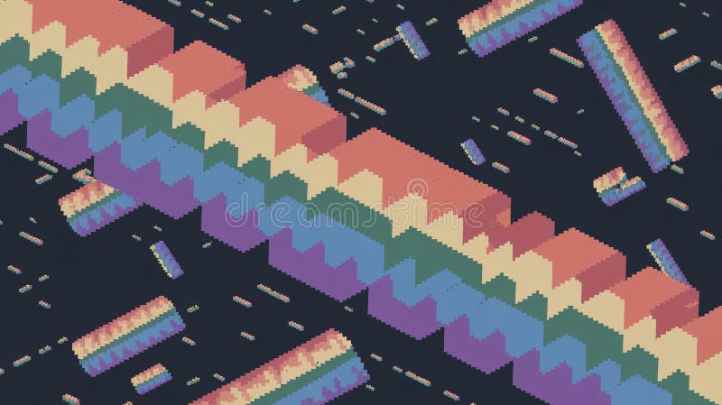 Abstract Rainbow Pixel Art Background, Isometric High Quality Image ...