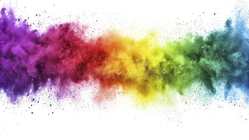 Abstract Rainbow Powder Explosion on White Background Stock ...
