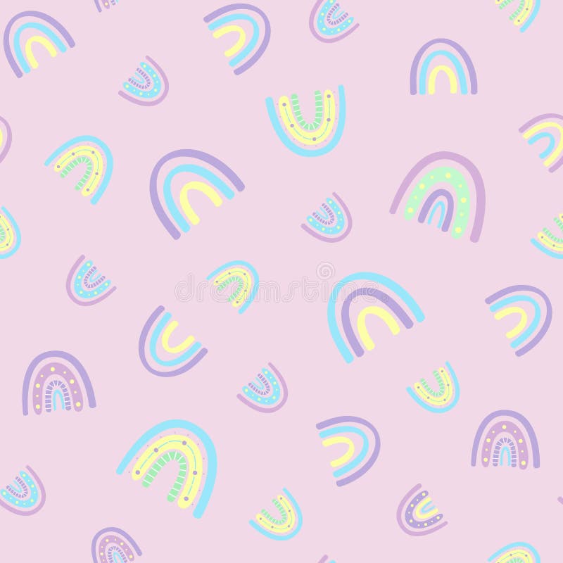 Pink Rainbow Muted Pastel Colors Seamless Pattern Stock Vector ...