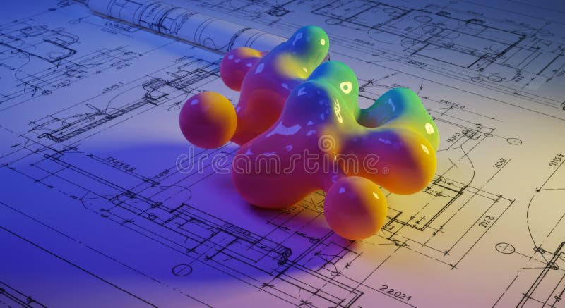 Abstract Rainbow Shapes on a Document Background Stock Illustration ...
