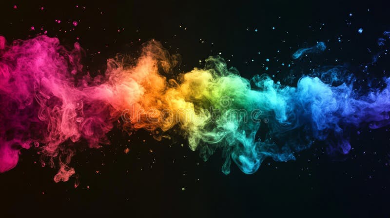 Abstract Rainbow Smoke on Black Background Stock Illustration ...