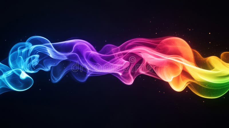 Abstract Rainbow Smoke Wave on Dark Background Stock Illustration ...