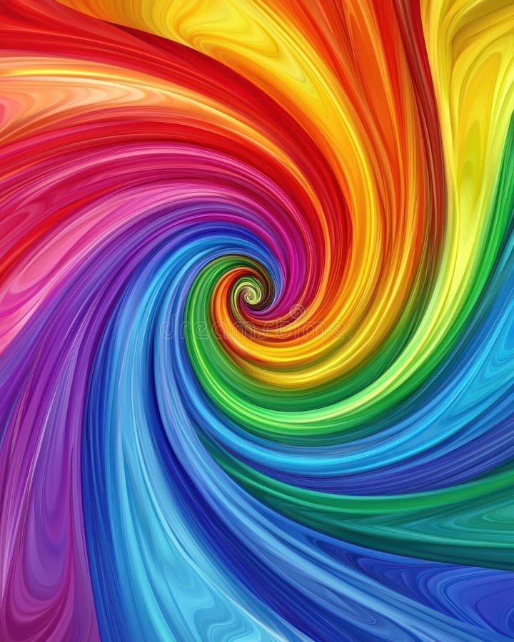 Abstract Rainbow Spiral Pattern Creates Joyful Energy with Space for ...