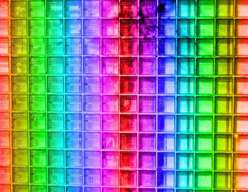 Abstract Rainbow Square Glass Wall, Disco Details, Stock Image - Image ...