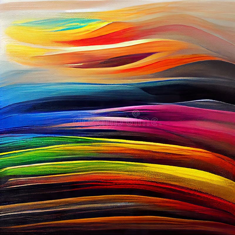 Abstract Rainbow Striped Waves Horizontal Pattern. Multicolor Wavy ...