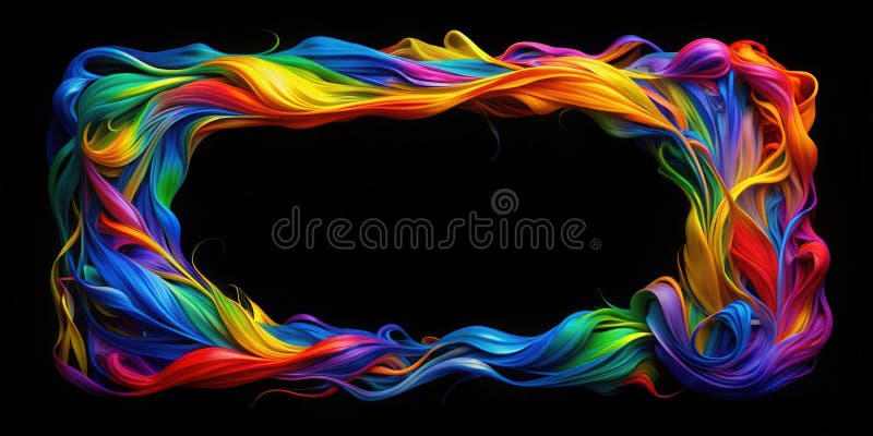 Abstract Rainbow Swirls Forming a Vibrant Rectangular Frame. Generative ...