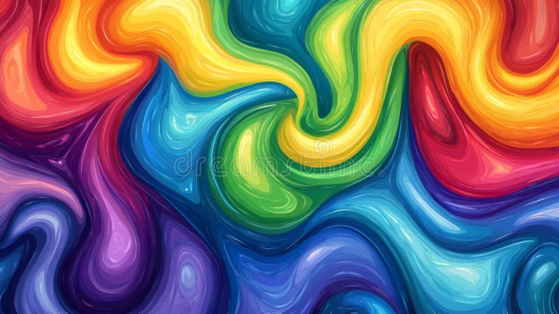 Abstract Rainbow Swirls Paint Color Design Stock Illustration ...