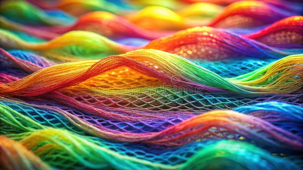 Abstract Rainbow Textile Waves in a Grid Pattern. Generative AI Stock ...