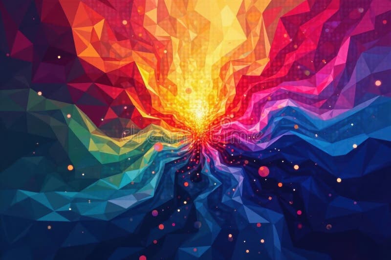 Abstract Rainbow Vector, Multifaceted Color Explosion, Dynamic, Shapes ...
