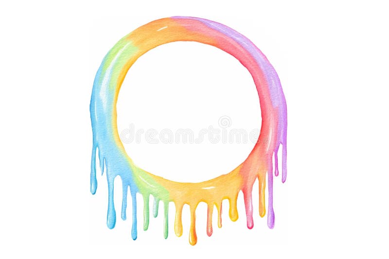 Abstract Rainbow Watercolor Ring with Dripping Stock Photo - Image of ...