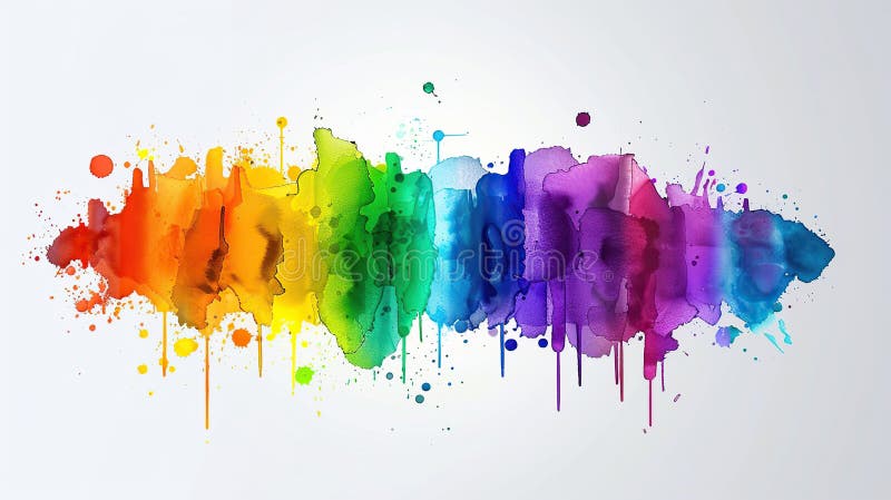Abstract Rainbow Watercolor Splatter Design on White Background Stock ...