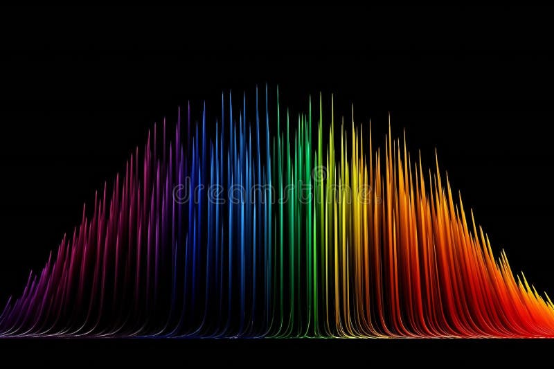 Abstract Rainbow Wave on Black Background with Copyspace, Illustration ...