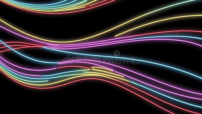 Abstract Rainbow Wave Design on Black Background Stock Illustration ...