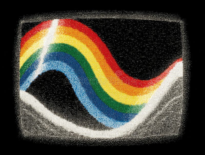 Abstract Rainbow Wave Design with Pixelated Texture Stock Illustration ...
