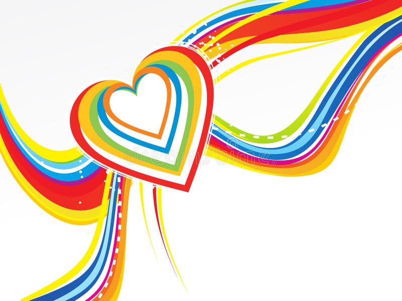 Abstract Rainbow Wave with Heart Stock Vector - Illustration of graphic ...