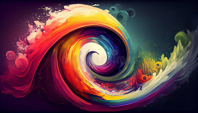 An Abstract Image of a Rainbow-colored Wave Emanating from the Center ...
