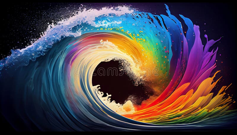 An Abstract Image of a Rainbow-colored Wave Emanating from the Center ...