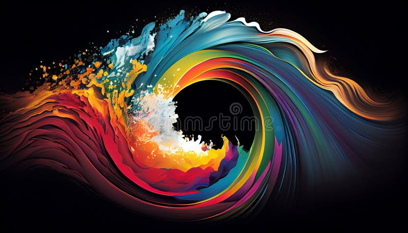 An Abstract Image of a Rainbow-colored Wave Emanating from the Center ...