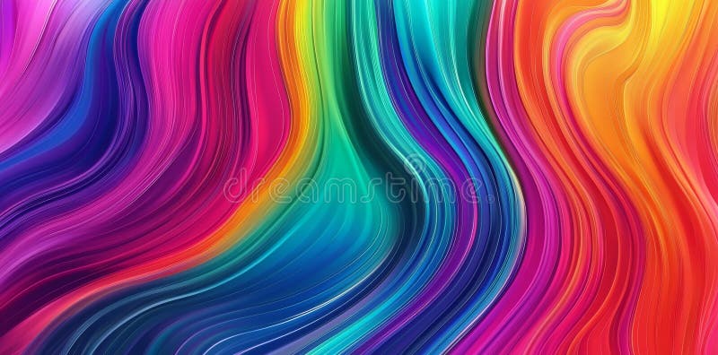 An Abstract Rainbow Wave Made from Digital Art, Flowing Lines, Vibrant ...