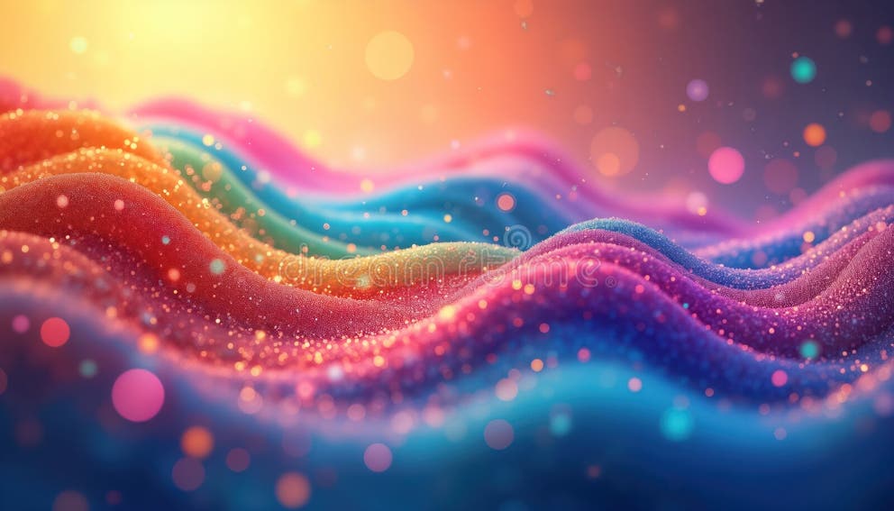 Abstract Rainbow Wave Pattern. Colorful Glitter Texture with Glowing ...