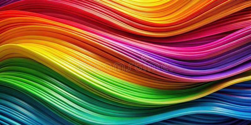 Abstract Rainbow Wave Pattern Colorful Swirling Lines of Vibrant Hues ...