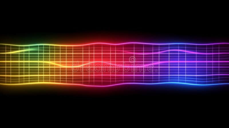 Abstract Rainbow Wave Pattern with Neon Grid Stock Illustration ...