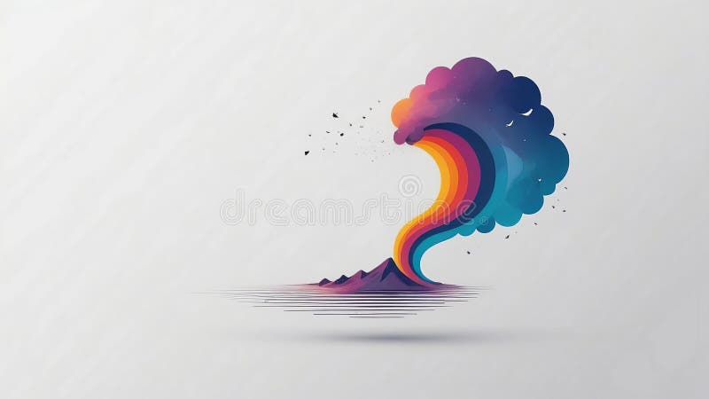 Abstract Rainbow Wave Rising from a Mountain Stock Illustration ...