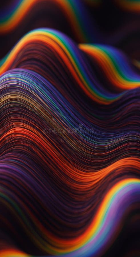 Abstract Rainbow Waves Digital Art Background Stock Illustration ...