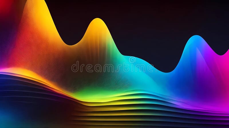 Abstract Rainbow Waves: a Vibrant Digital Art Stock Illustration ...