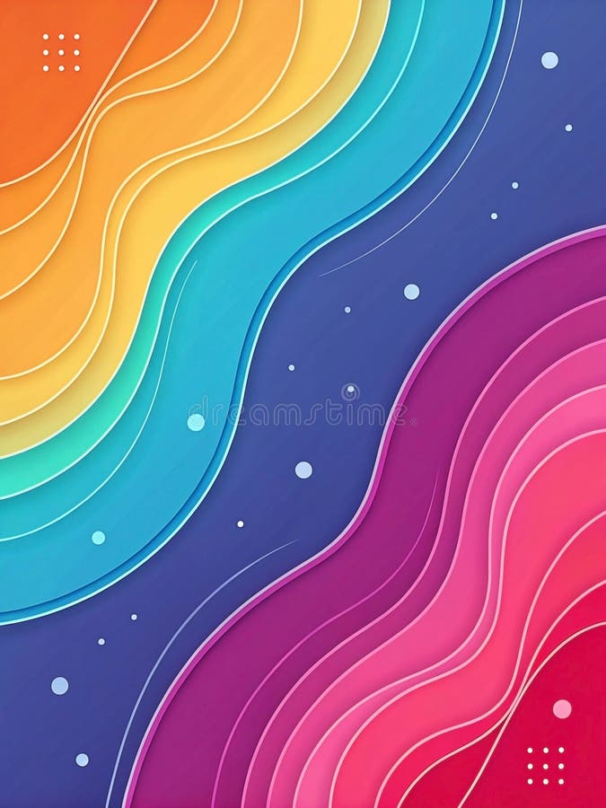 Abstract Rainbow Wavy Layered Paper Cut Design Stock Illustration ...
