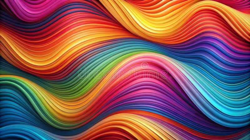 Abstract Rainbow Wavy Lines, 3D Illustration, Colorful Background ...