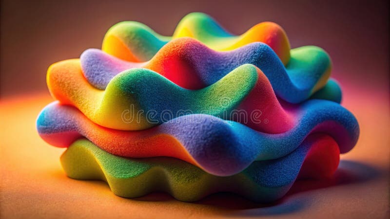 Abstract Rainbow Wavy Texture Multicolored Layered Design with a Soft ...