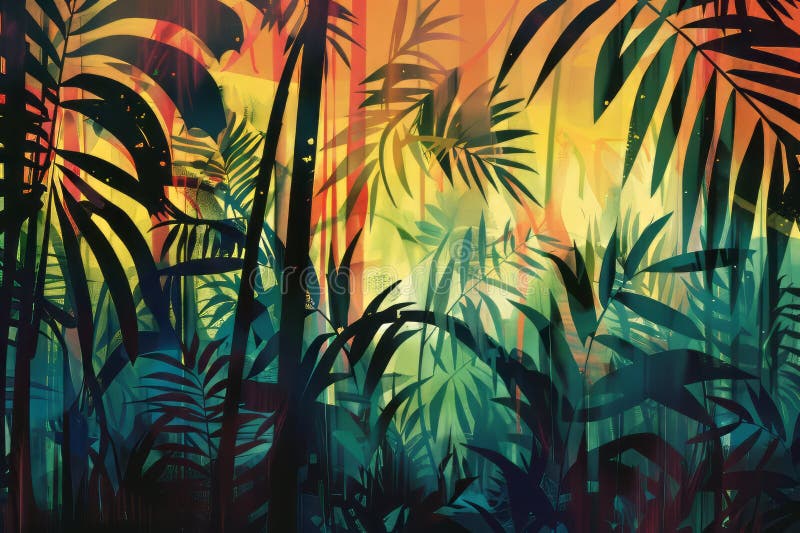 Abstract Rainforest Design Vintage Stock Illustration - Illustration of ...