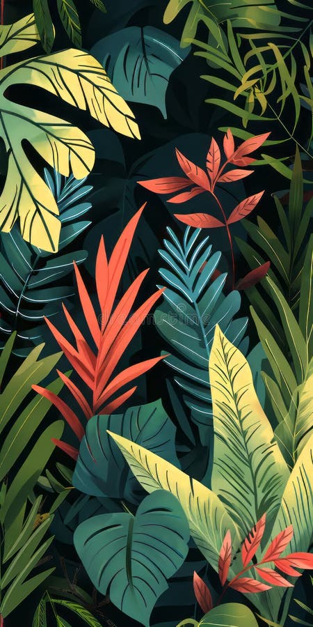 Abstract Rainforest Foliage with Creative Design. Stock Illustration ...