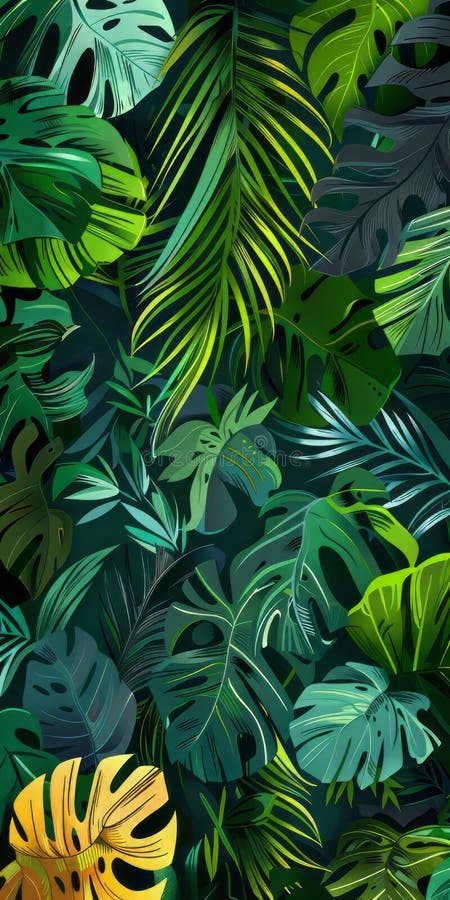 Abstract Rainforest Foliage with Creative Design. Stock Illustration ...
