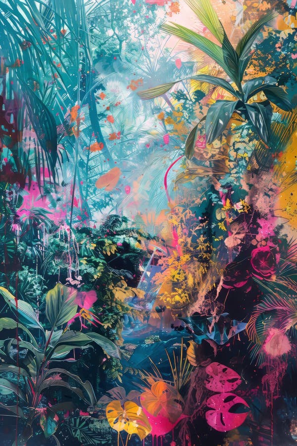 Abstract Rainforest with Imaginative Elements. Stock Illustration ...