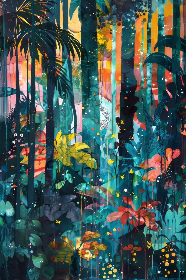 Abstract Rainforest with Imaginative Elements. Stock Illustration ...
