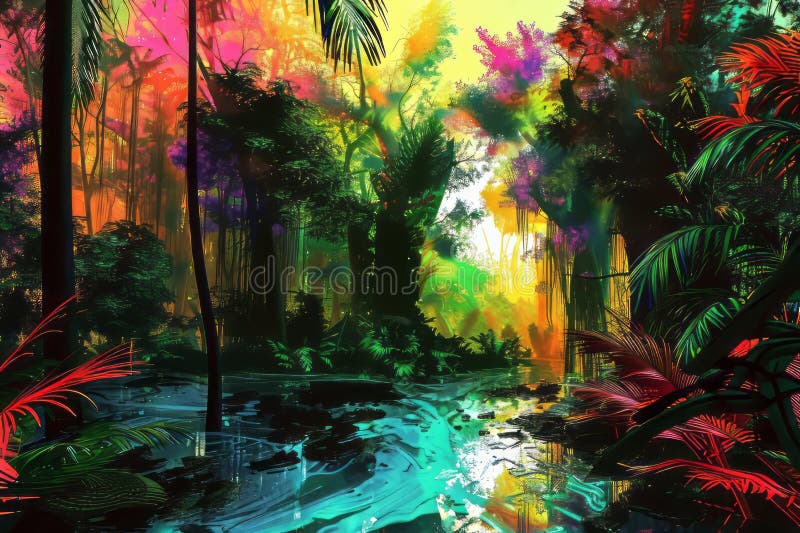 Abstract Rainforest with Imaginative Flair. Stock Illustration ...