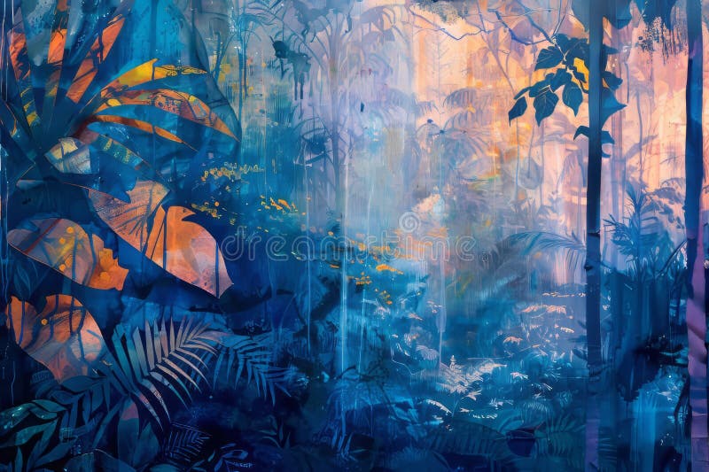 Abstract Rainforest Scene with Artistic Flair. Stock Illustration ...