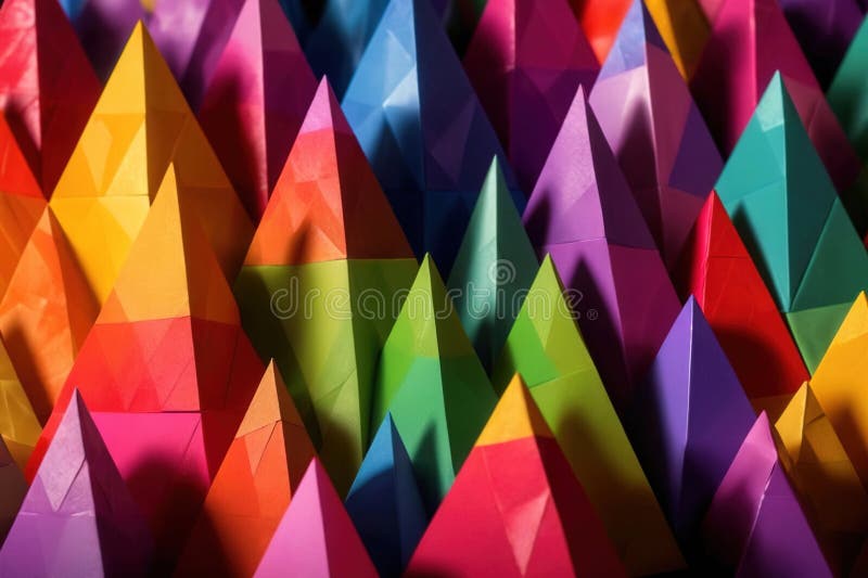 Abstract Raised 3d Triangle Pyramid Pattern in Rainbow Colorful Colors ...