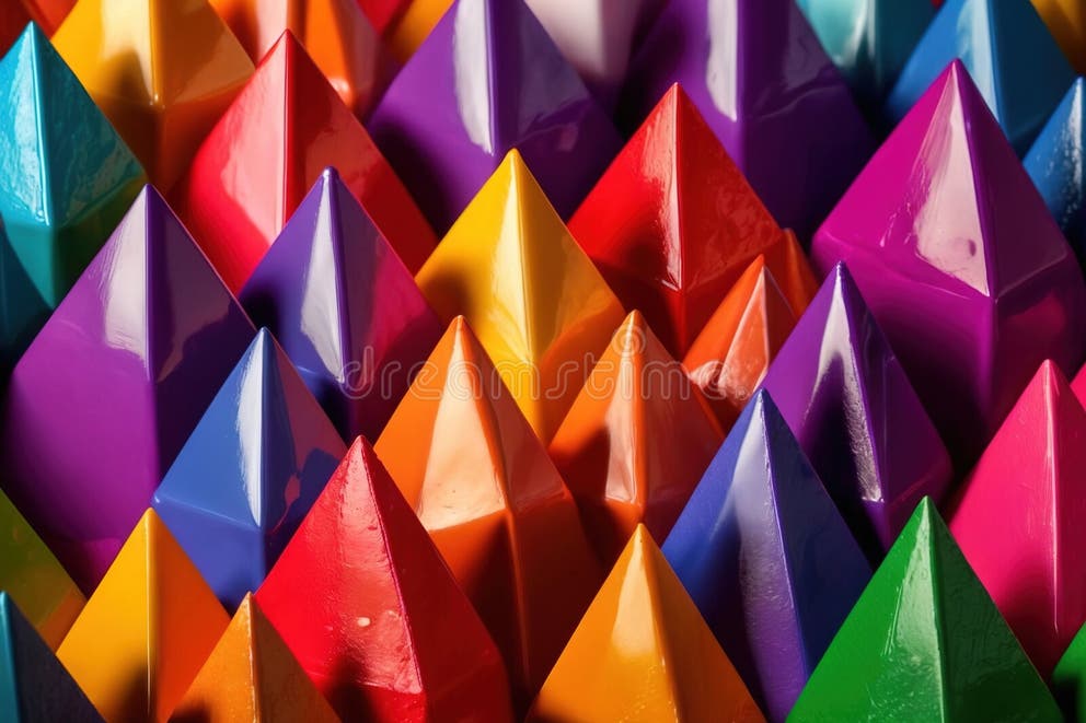 Abstract Raised 3d Triangle Pyramid Pattern in Rainbow Colorful Colors ...